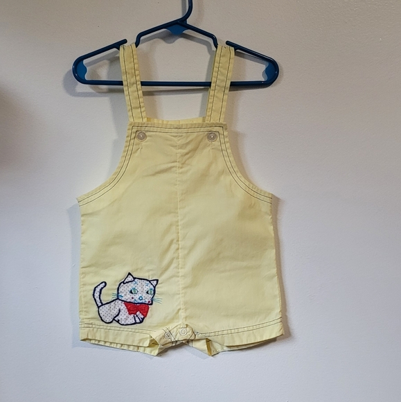 Bottoms | Yellow Kids Overalls With Cat Patch | Poshmark